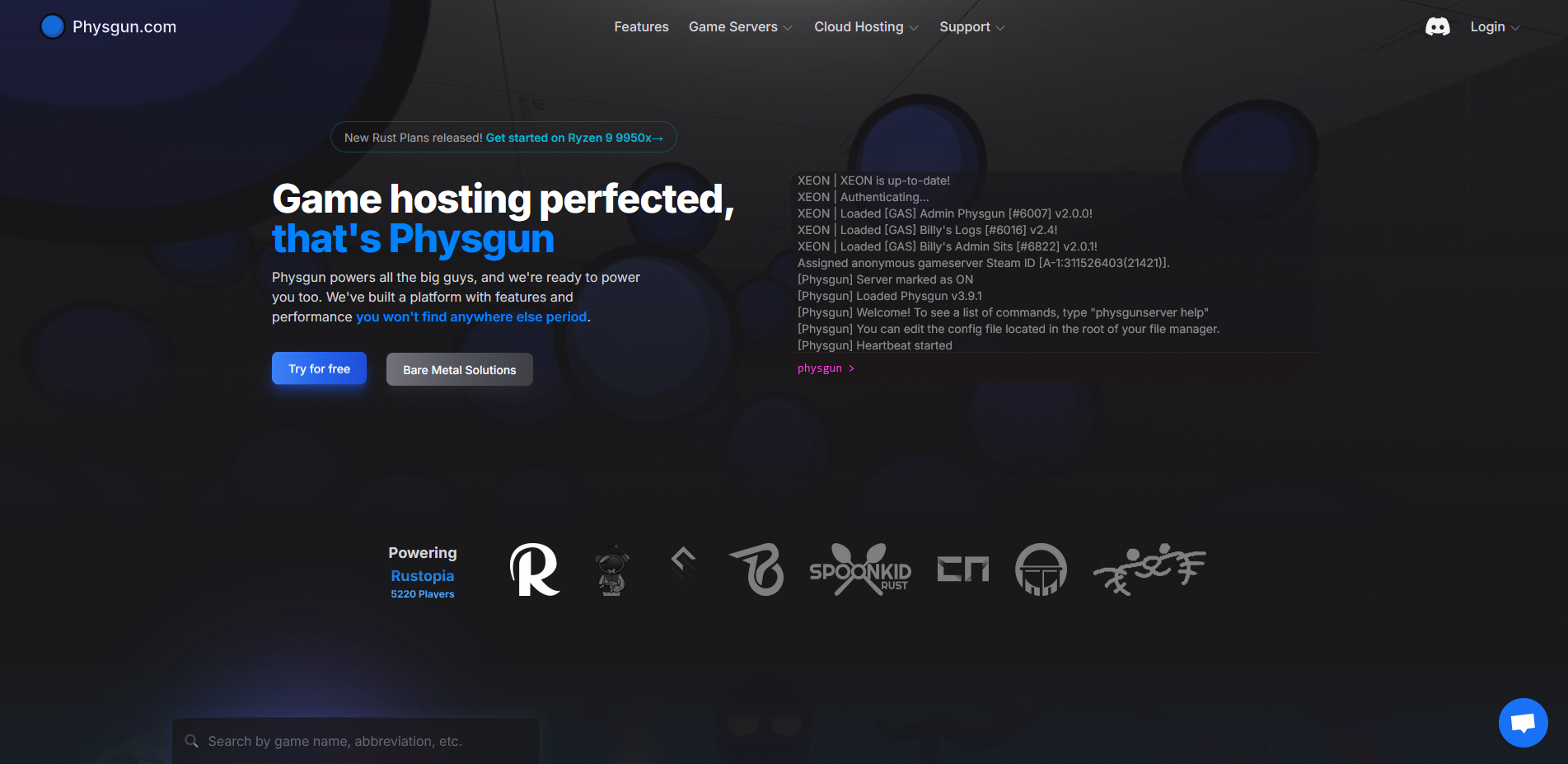 Physgun.com / GMod Server Hosting, Rust Server Hosting